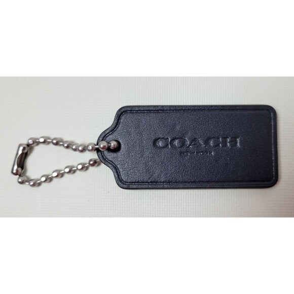 Coach | Accessories | Coach Black Leather Hang Tag Fob Charm ...